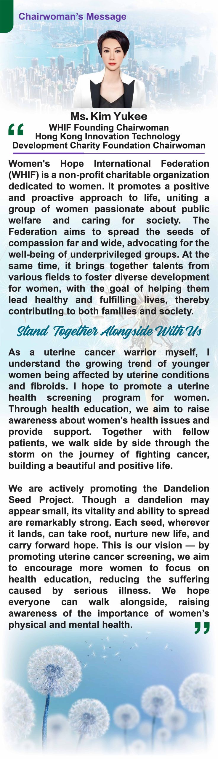 Chairwoman's Message - Women's Hope